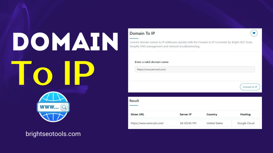 Domain to IP - Convert Domain Names to IP Addresses